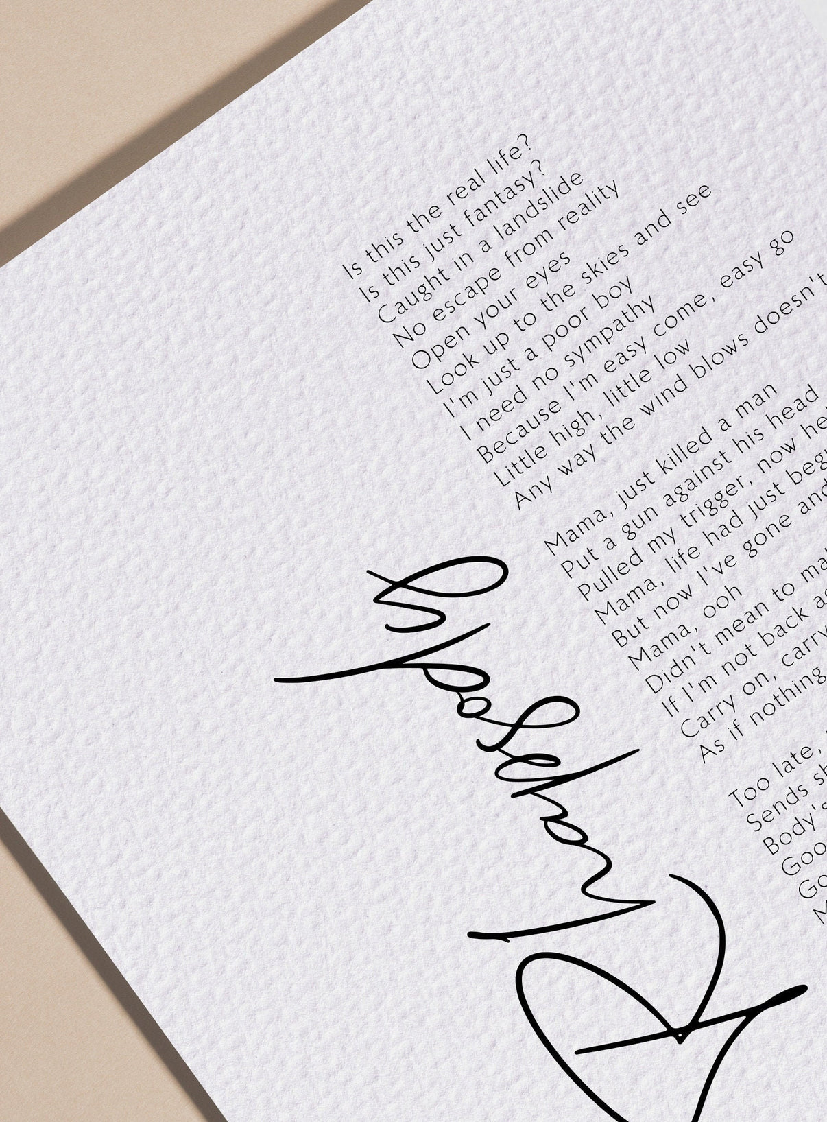 Bohemian Rhapsody Song Queen Print Framed - Queen Lyrics Print - Fredd ...