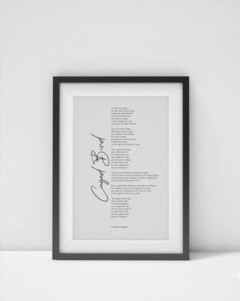 Caged Bird by Maya Angelou Poem Framed Print – The Penman's Den
