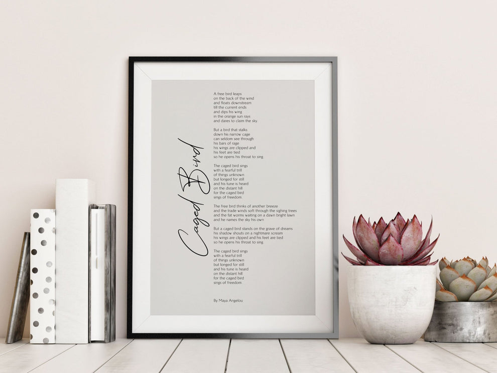 Caged Bird by Maya Angelou Poem Framed Print – The Penman's Den